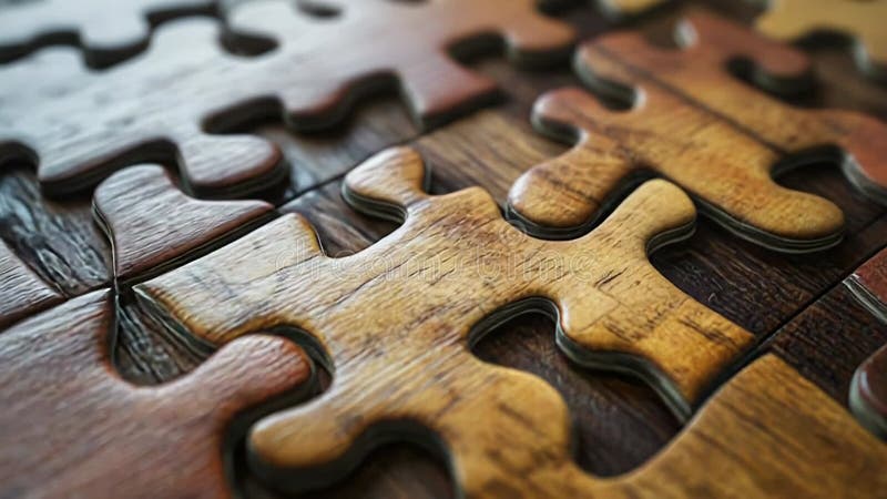 Wooden Puzzle Pieces Combining on a Wooden Table Stock Video - Video of ...
