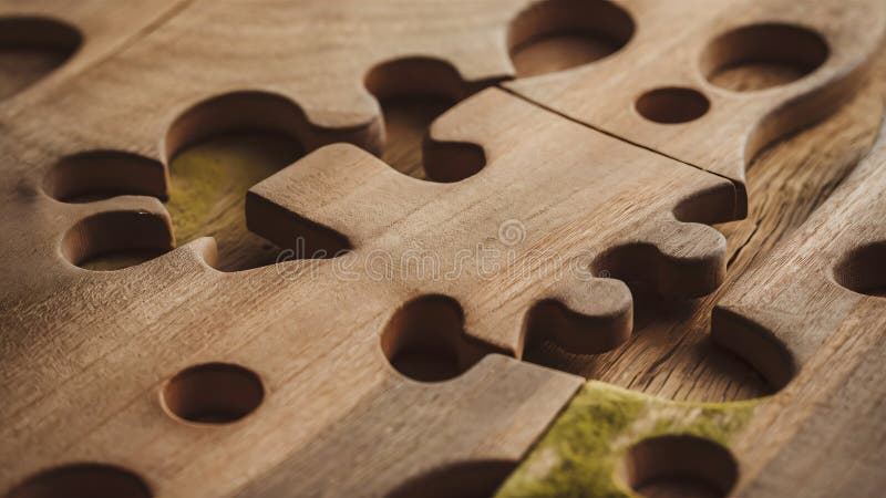 Wooden Puzzle Pieces Interlocking Close Up, High Quality Image Stock ...