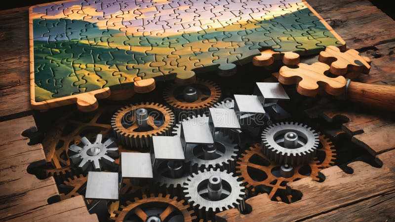Wooden Puzzle Pieces Interlocking with Gears, High Quality Image Stock ...
