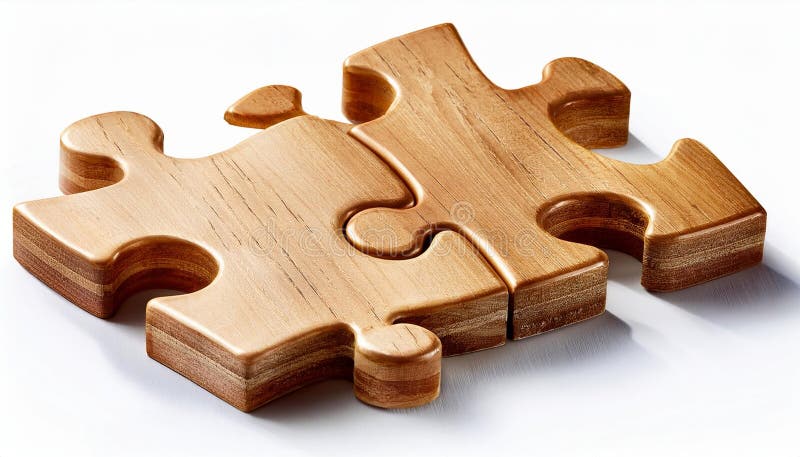 Wooden Puzzle Pieces Interlocking Teamwork Collaboration Solution ...