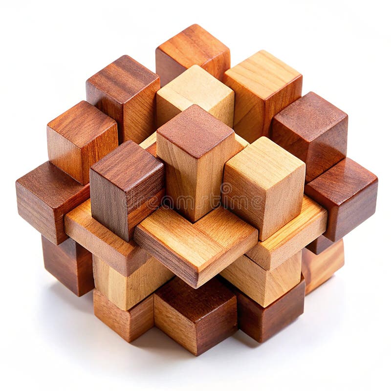 Wooden Puzzle Toy with Interlocking Geometric Pieces for Brain Training ...