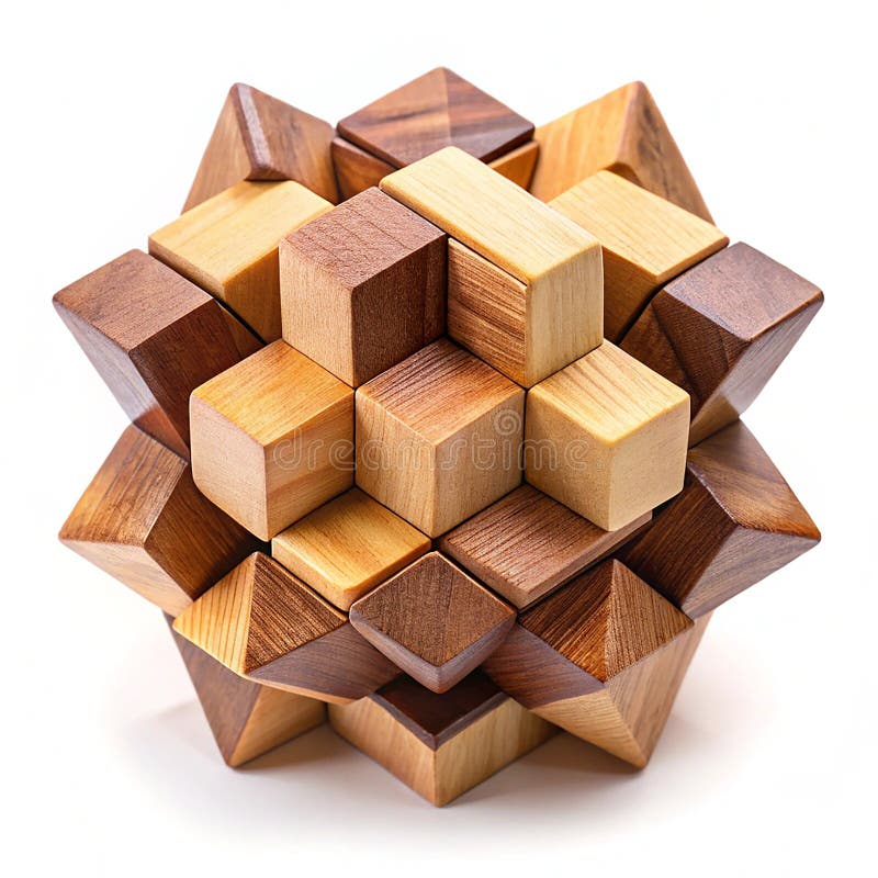 Wooden Puzzle Toy with Interlocking Geometric Pieces for Brain Training ...