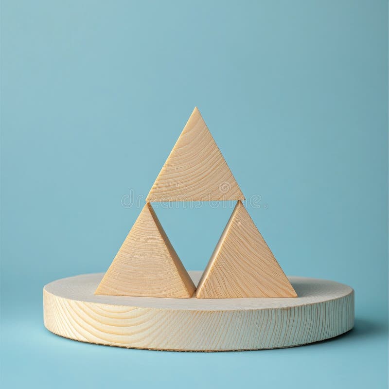 Wooden Pyramid on a Blue Background. 3d Vector Illustration Stock ...