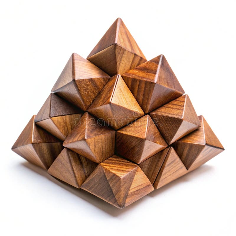 Wooden Pyramid Puzzle in Antique Geometric Design Stock Illustration ...