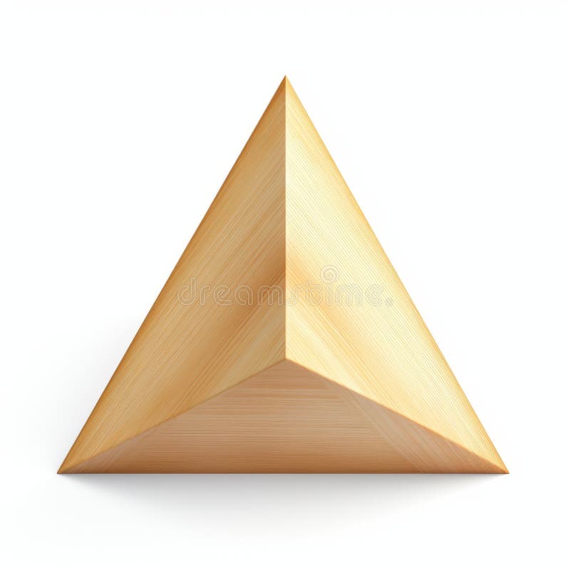Realistic Wooden Pyramid with Distorted Geometry on White Background ...