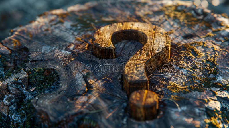 A Wooden Question Mark Carved into a Tree Stump. Stock Photo - Image of ...