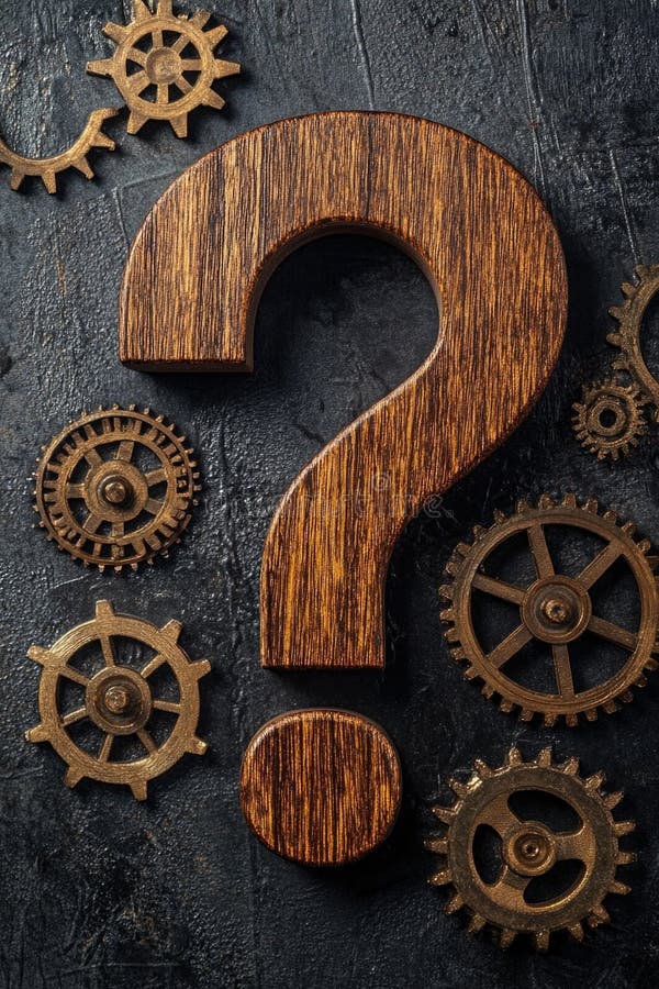 Wooden Question Mark Gears stock image. Image of puzzle - 385084077