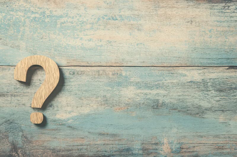 Wooden Question Mark on Rustic Blue Background Stock Photo - Image of ...