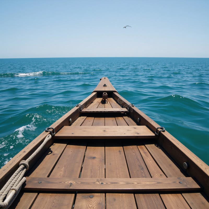 Wooden raft floats on sea stock illustration. Illustration of tidal ...