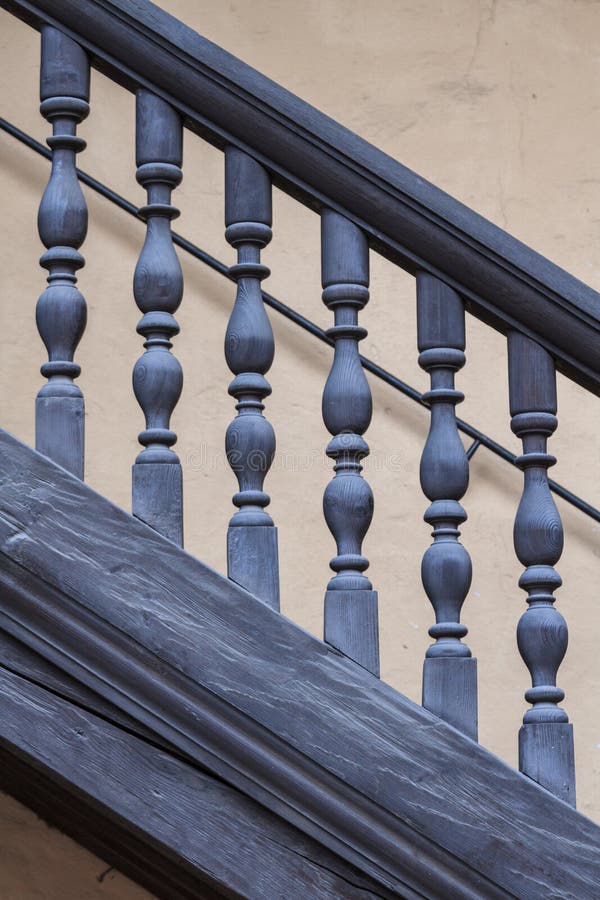 Wooden Railing of an Antique Staircase Stock Photo - Image of house ...