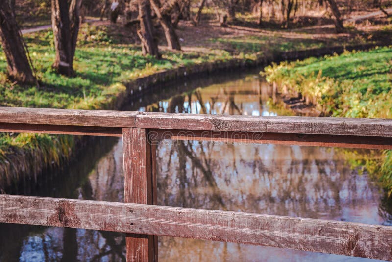 Wooden Railing of the Bridge Stock Image - Image of beautiful ...