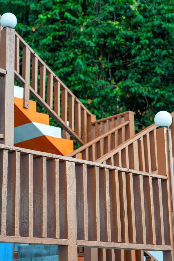 Wooden Railings with Vertical Lines. an Architectural Structure Stock ...