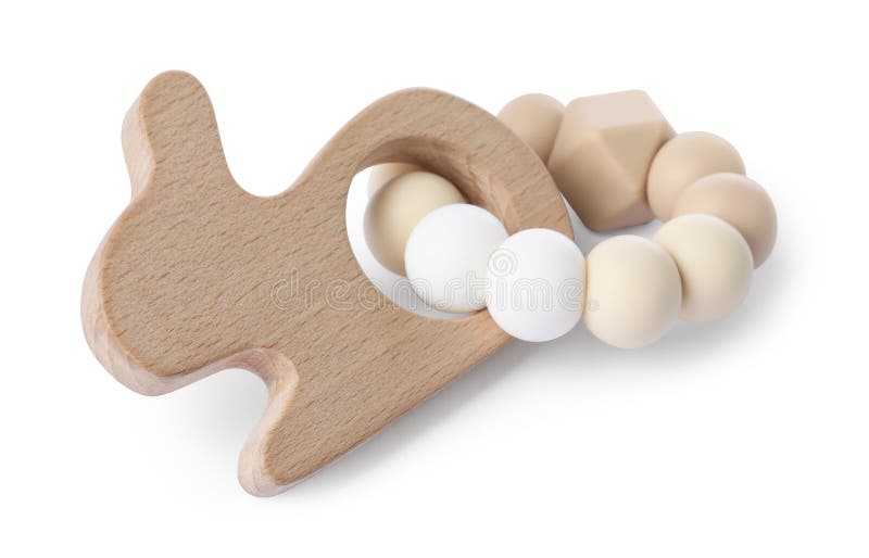 Wooden Rattle Isolated on White. Baby Accessory Stock Photo - Image of ...
