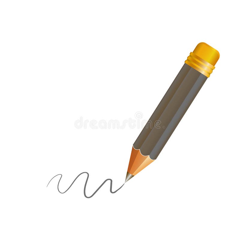 Wooden Realistic Grey Pencil with Rubber Eraser. Pencils Sharp on White ...