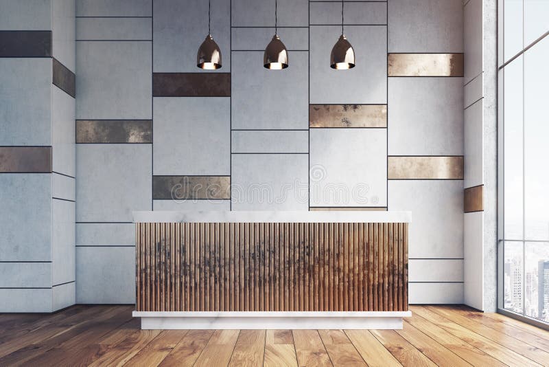Wooden reception counter stock illustration. Illustration of hall ...