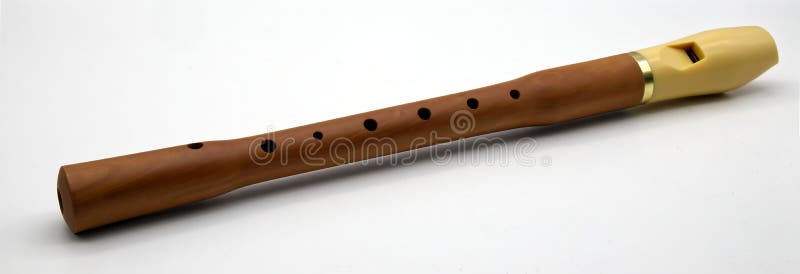 Wooden Recorder Flute, Instrument Isolated on White Background Stock ...