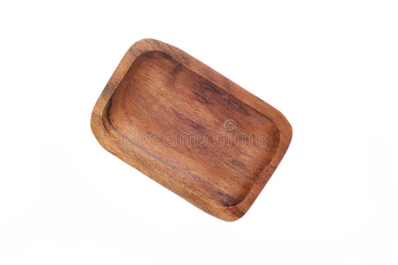 Wooden Rectangular Bowl Isolated on White Stock Image - Image of green ...