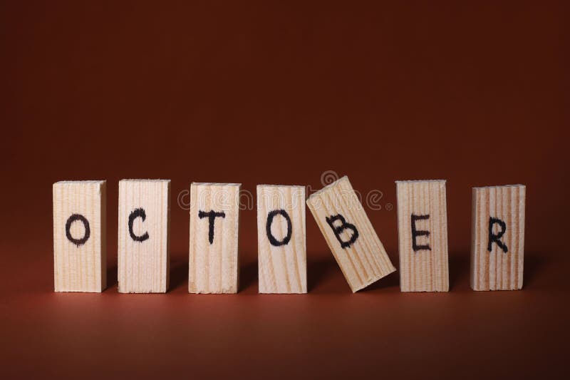 Wooden Rectangular Letters with the Inscription of the Month of October ...