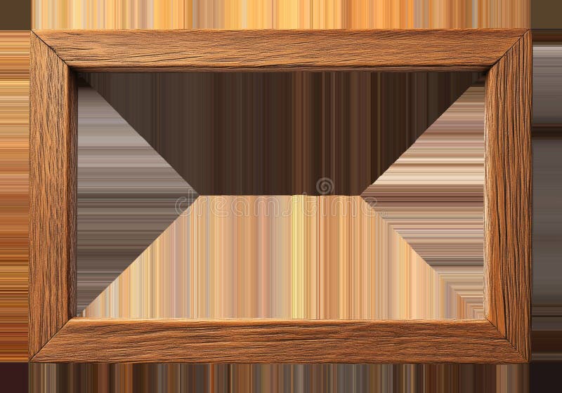 Wooden Rectangular Picture Frame on Transparent Background Stock Image ...