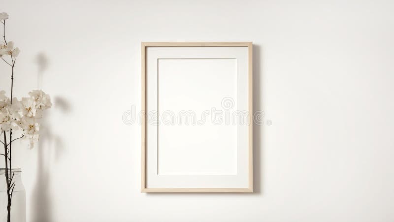 Wooden Rectangular Picture Frame on Wall Stock Illustration ...