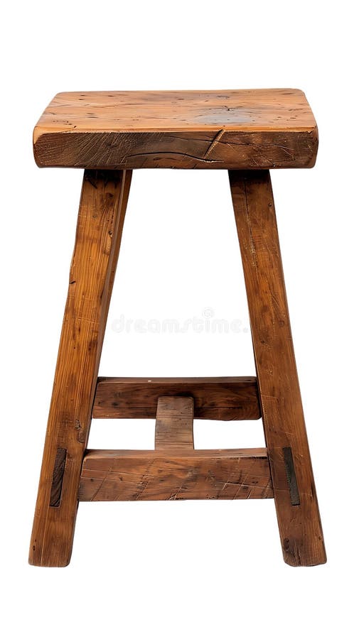 Wooden Rectangular Stool Isolated Against a Transparent Background ...