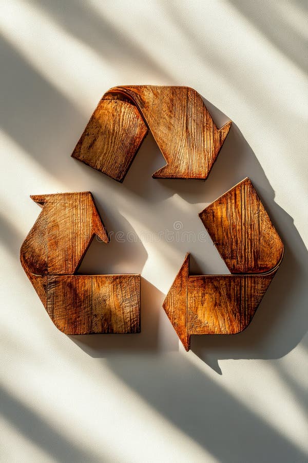 Wooden Recycling Symbol in Sunlight Emphasizing Environmental ...