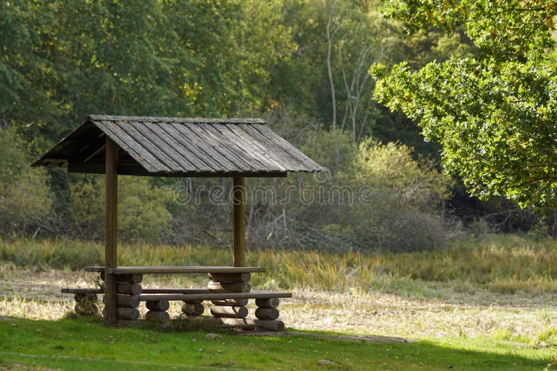 A Wooden Rest Area in the Park Stock Photo - Image of outdoor ...