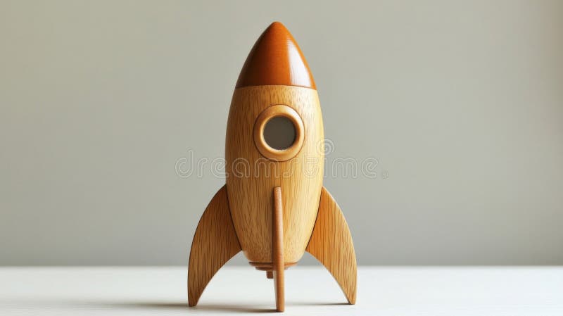 Wooden Rocket Toy Model on White Background Stock Illustration ...