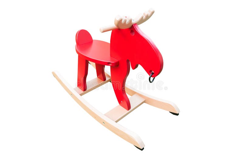 Wooden rocking deer stock photo. Image of xmas, white - 47809524