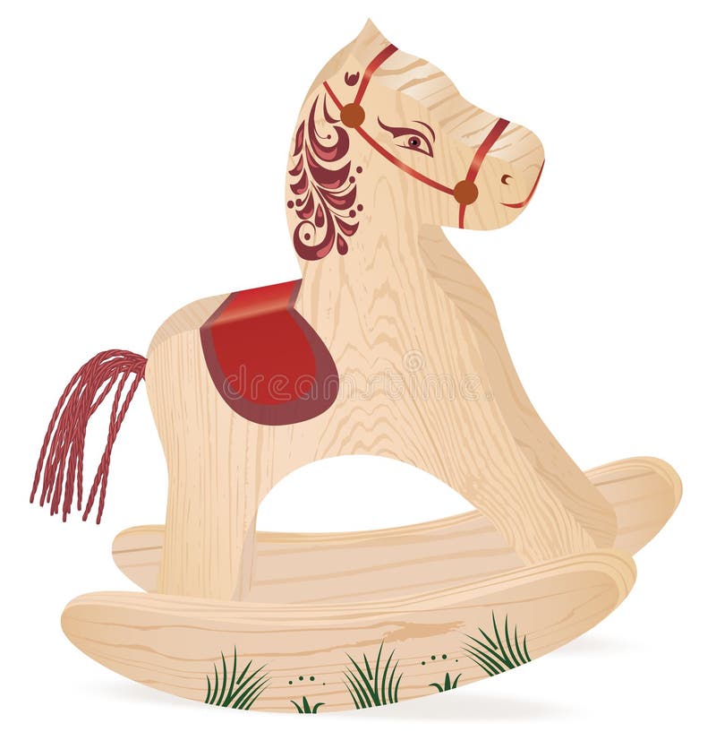 Wooden Rocking Horse Vector Illustration Stock Vector - Illustration of ...