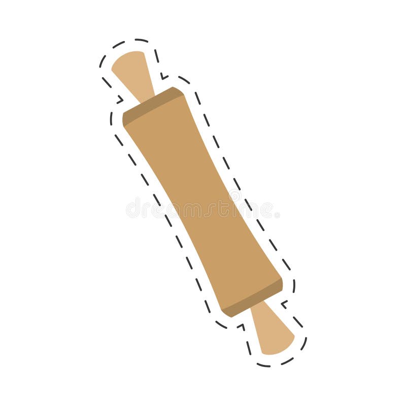 Wooden Roller Kitchen and Cooking Utensils Cut Line Stock Illustration ...