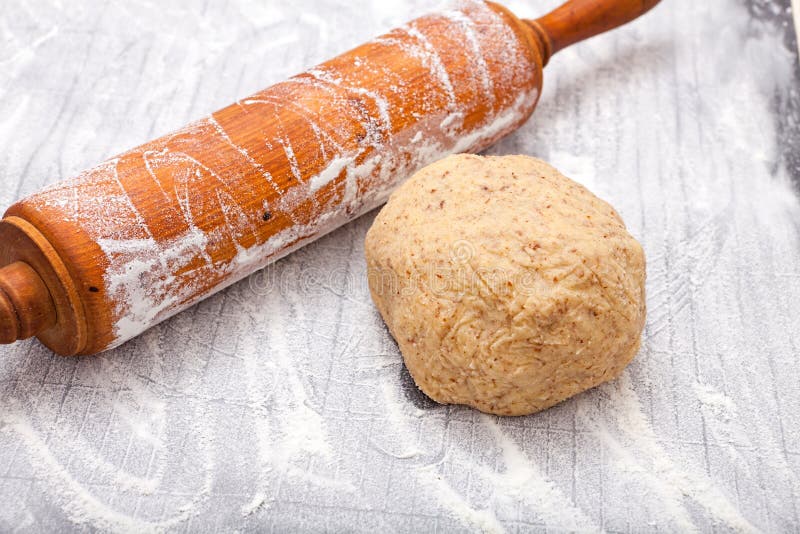 Wooden Rolling Pin and a Dough Ball Stock Image - Image of utensil ...