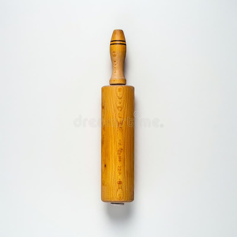 Wooden Rolling Pin with Smooth Surface and Visible Grain Patterns ...