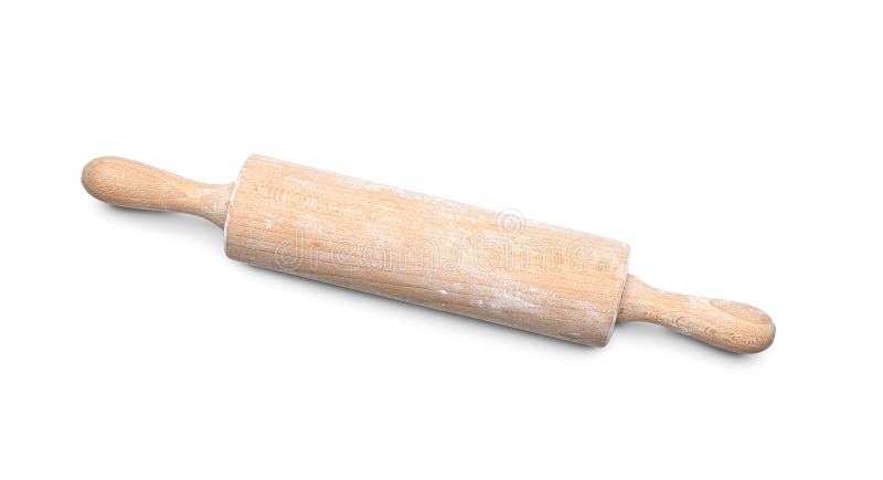 Wooden Rolling Pin on White Background Stock Image - Image of accessory ...