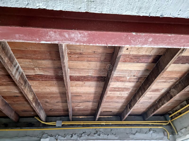 Wooden Roof Structure of an Old House Stock Image - Image of ...