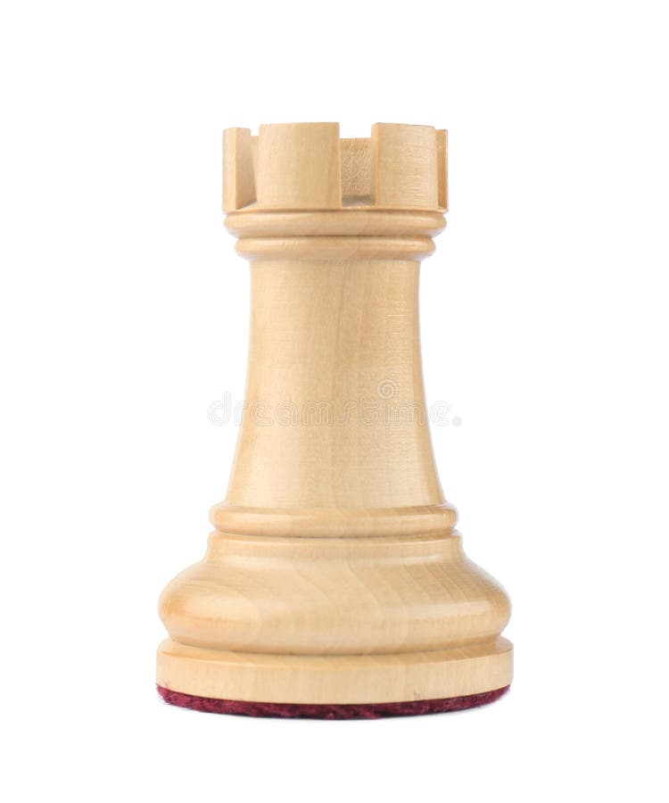 Wooden Rook Isolated on White. Chess Piece Stock Image - Image of ...