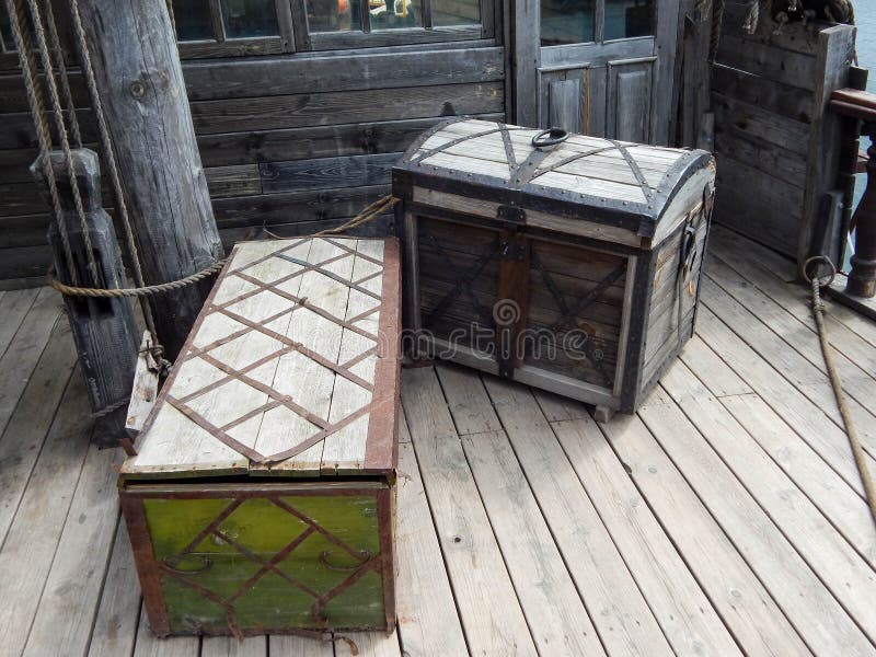 Wooden Room Interior with Treasure Chests Stock Photo - Image of pirate ...