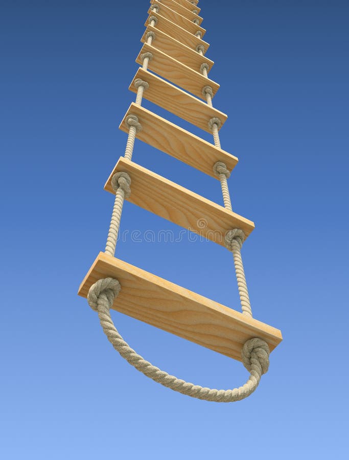 Wooden rope ladder stock illustration. Illustration of safety - 30141383