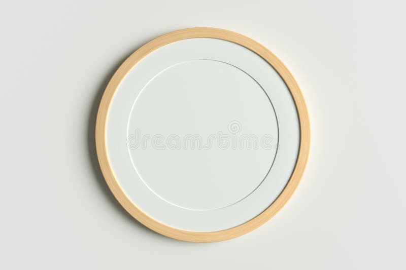 Wooden Round Frame Poster Mock Up on the White Wall Stock Illustration ...