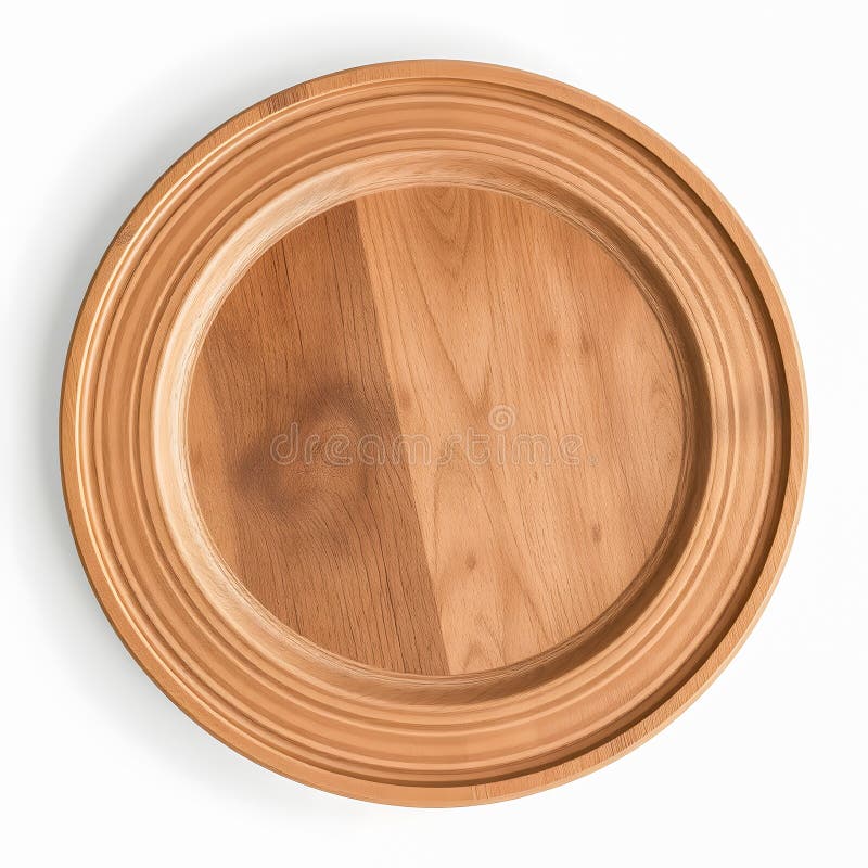 Wooden Round Plate Isolated on White Background Stock Illustration ...