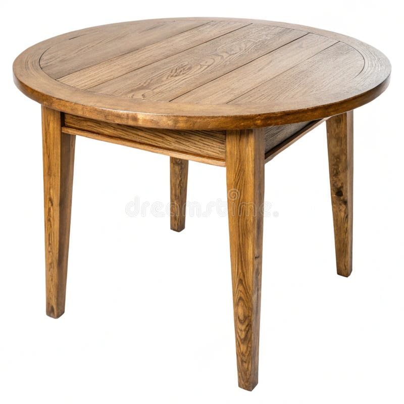 Wooden Round Table on White Background Stock Illustration ...