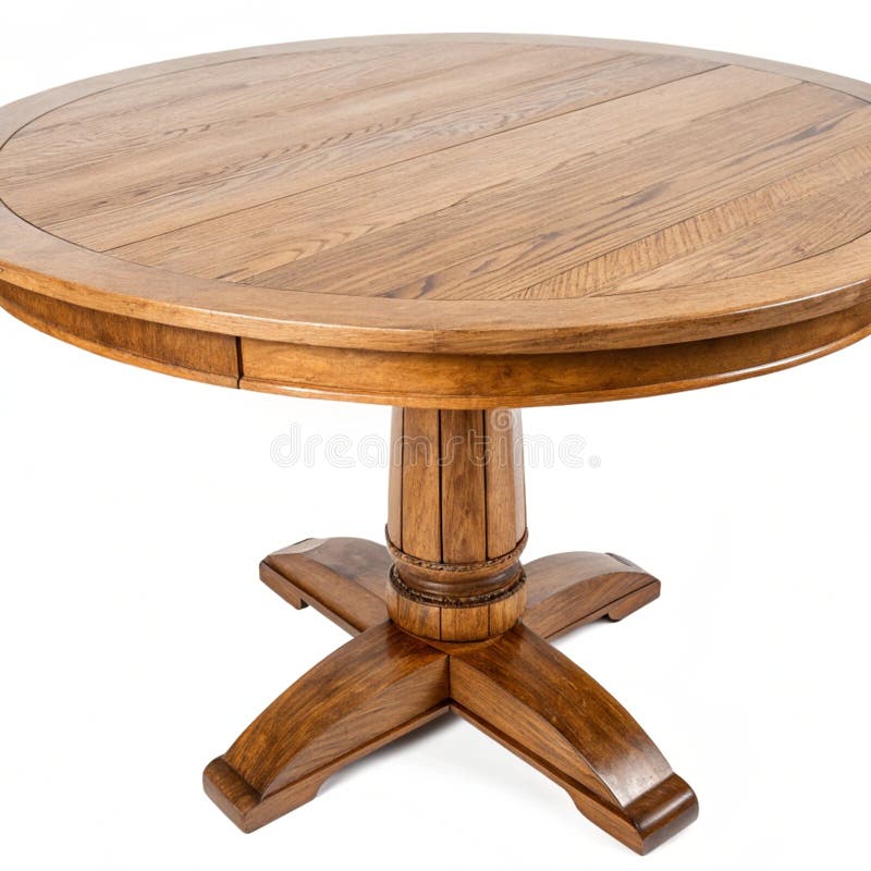Wooden Round Table on White Background Stock Illustration ...