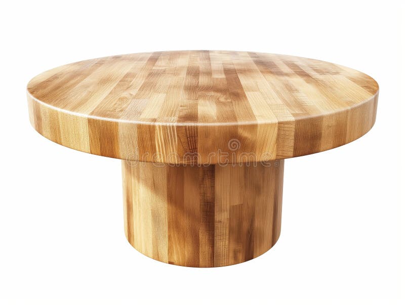 Wooden Round Table Isolated on White Background Stock Image - Image of ...