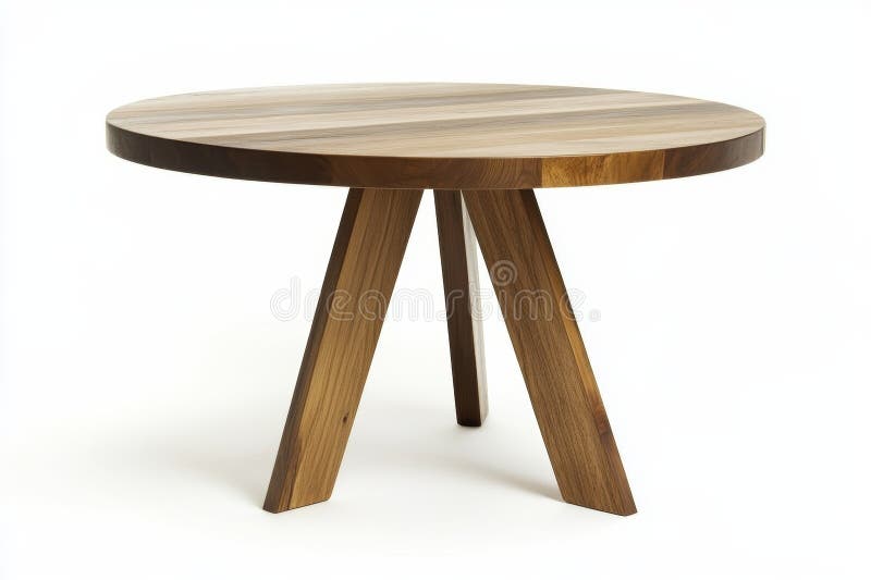 Wooden Round Table with Three Legs-. Stock Illustration - Illustration ...