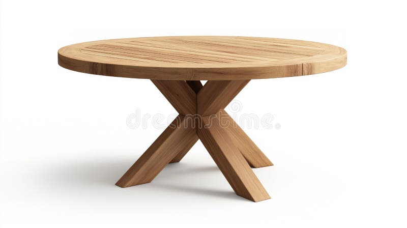 Wooden Round Table on White Background Stock Illustration ...