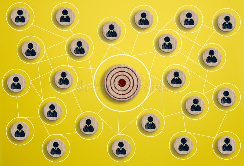 Wooden Round Target and Wooden Cubes with Figure Icon are Connected ...