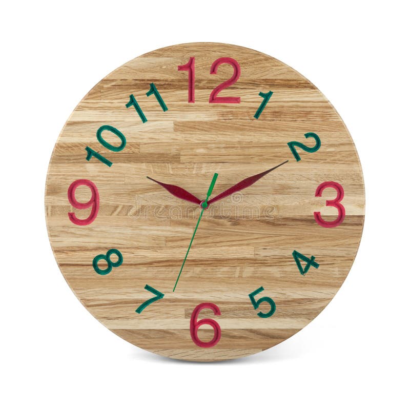 Wooden Round Wall Watch - Clock Isolated on White Background Stock ...