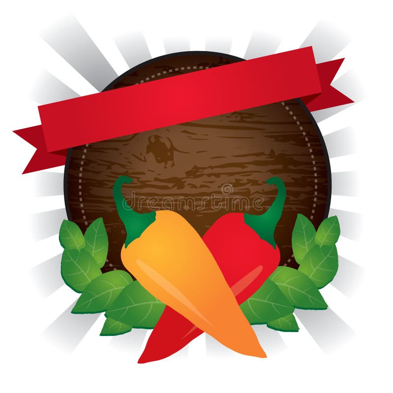 Wooden Rounded Pepper Label Vector Design Stock Vector - Illustration ...
