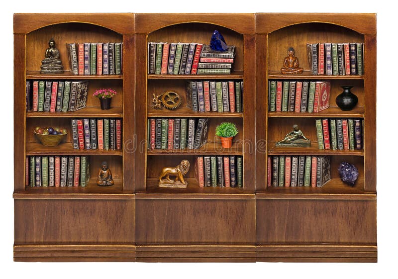 Wooden Rounded Top Bookcase Full of Books Stock Photo - Image of volume ...