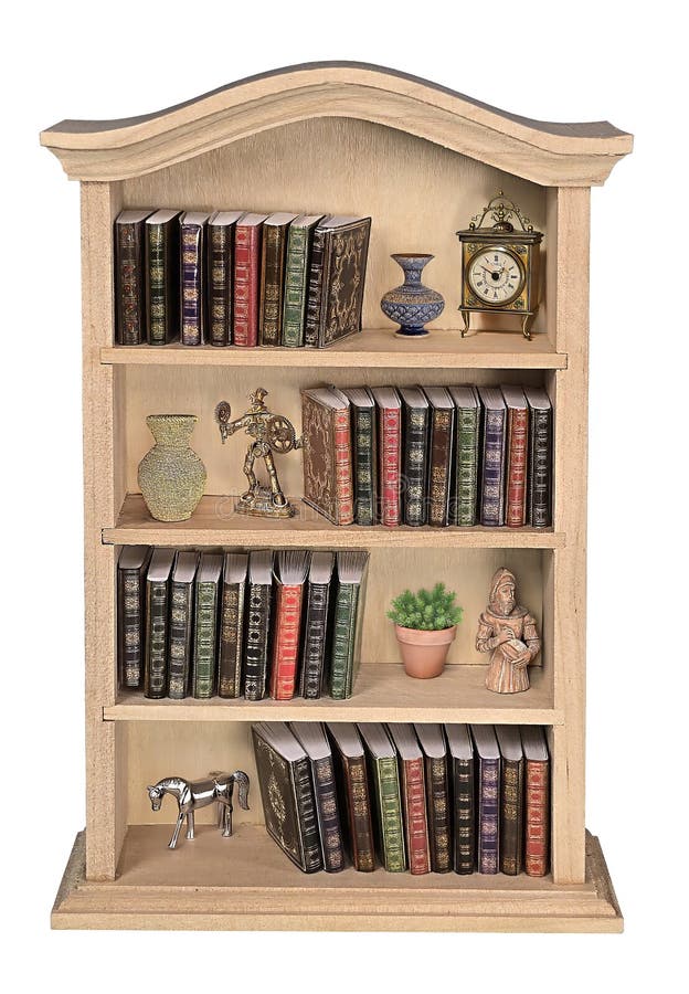 Wooden Rounded Top Bookcase Full of Books Stock Photo - Image of plant ...